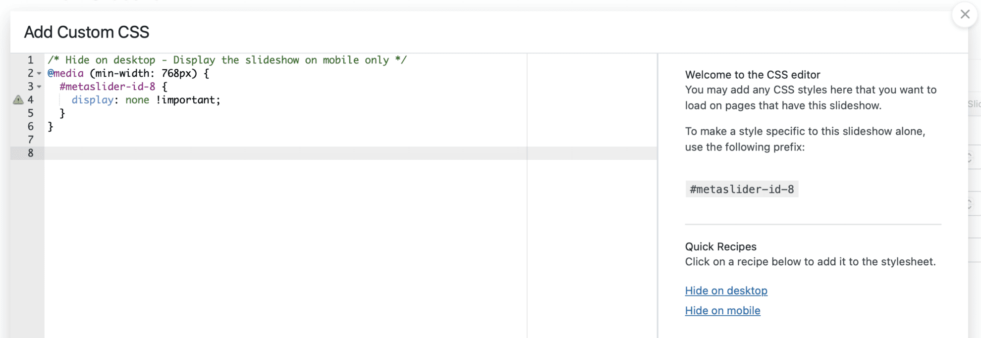 How to Add Custom CSS - MetaSlider